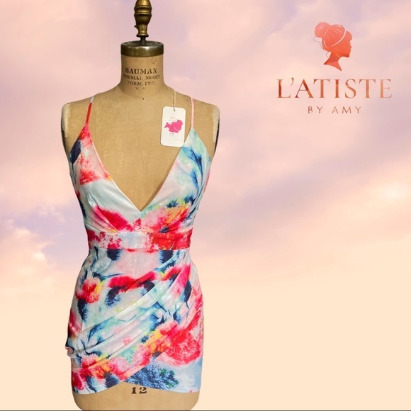 L'ATISTE | Dresses | Nwt Latiste By Amy Floral Bustier Mini Dress Small ...